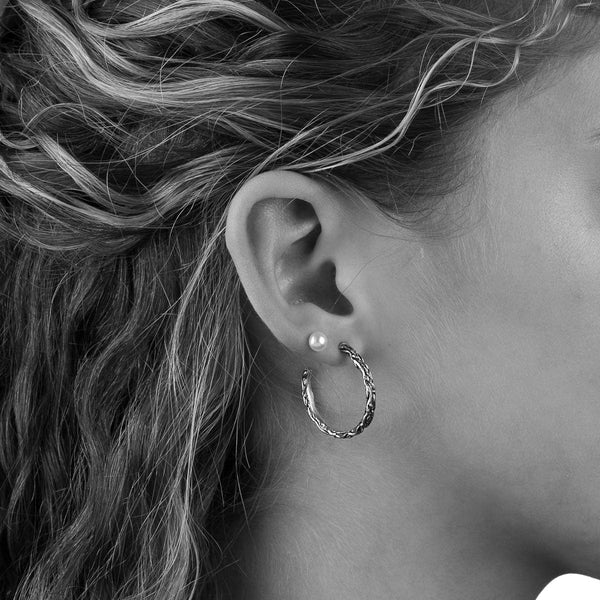 Medium Eternal Vine Hoop Earrings In Sterling Silver, 26mm – BLOODLINE DESIGN