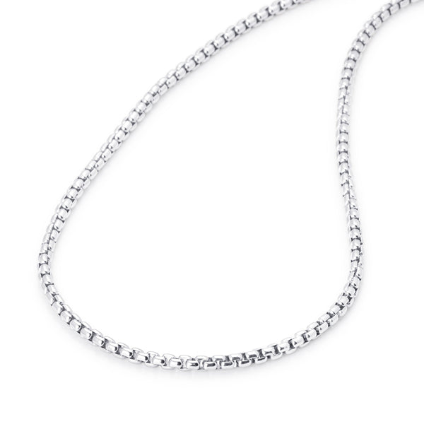 Rounded Box Link Chain Necklace in Sterling Silver, 2.5mm – BLOODLINE ...