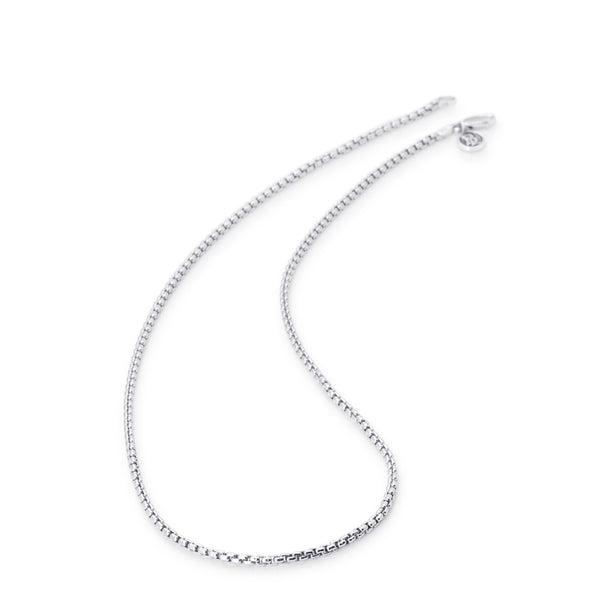Rounded Box Link Chain Necklace in Sterling Silver, 2.5mm – BLOODLINE ...