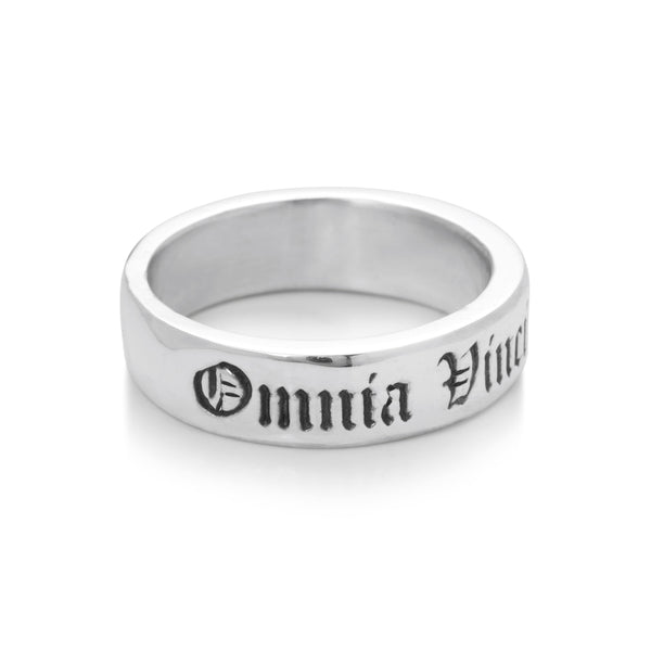 Omnia Vincit Amor Stacker Band In Sterling Silver, 5.5m – BLOODLINE DESIGN