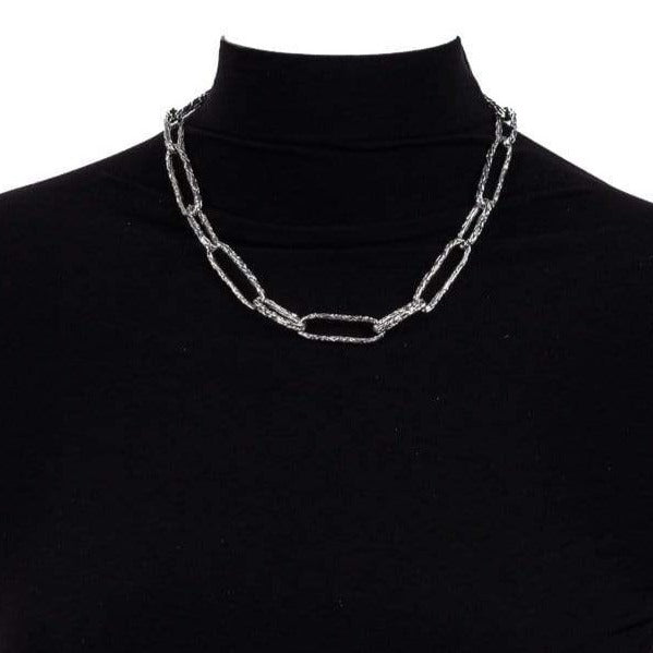 Eternal Vine Rectangle Link Necklace In Sterling Silver, 9.5mm ...